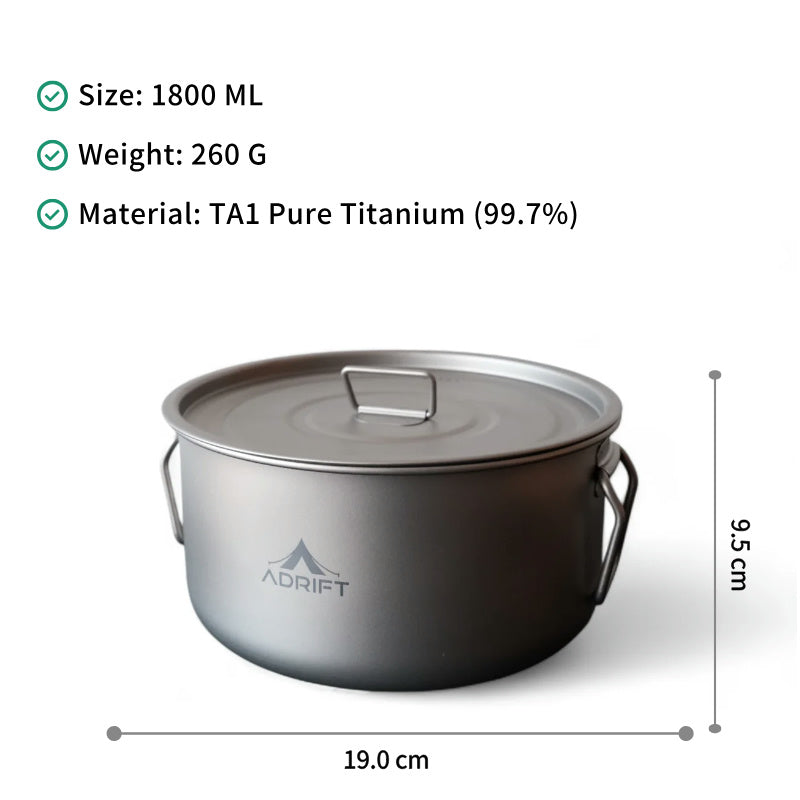 Adrift Allseason | Titanium Double-Eared Pot with Lid | Adrift ...