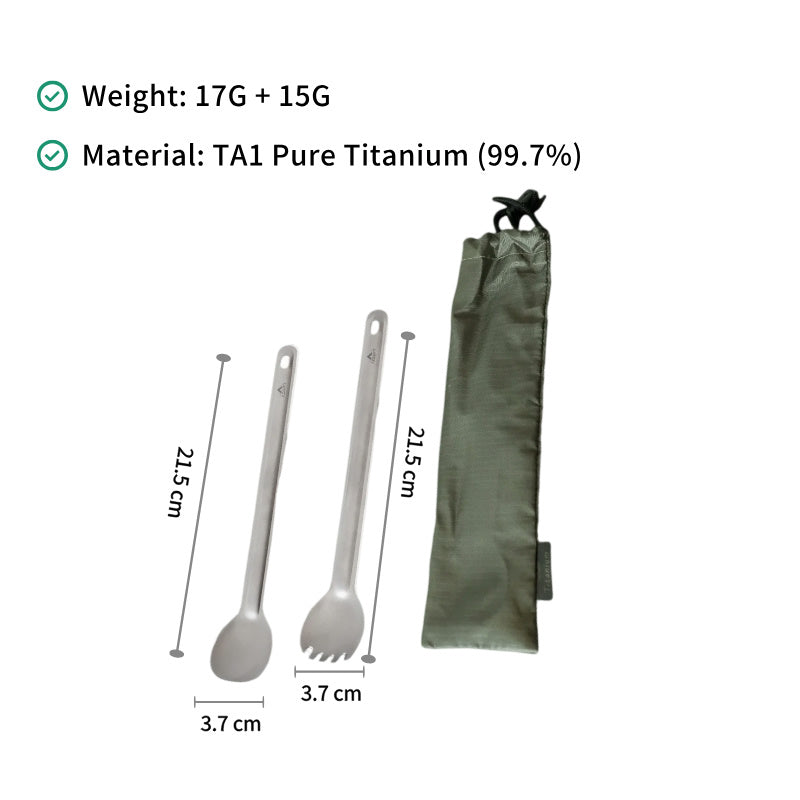 Adrift Allseason | Titanium Long Handle Spork Set – 2-Piece, Lightweig ...